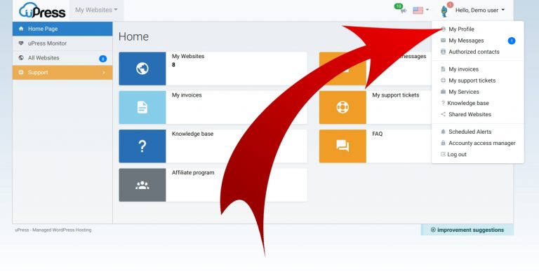 Updating account profile details - uPress Knowledgebase